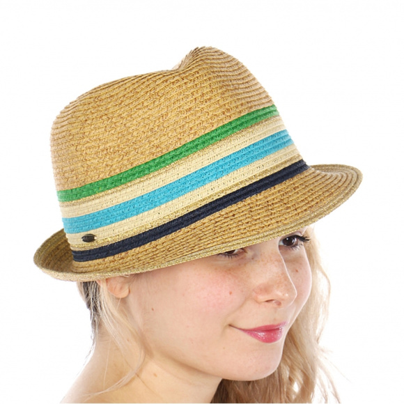 Accessories | Tricolor Striped Fedora Hat | Poshmark
